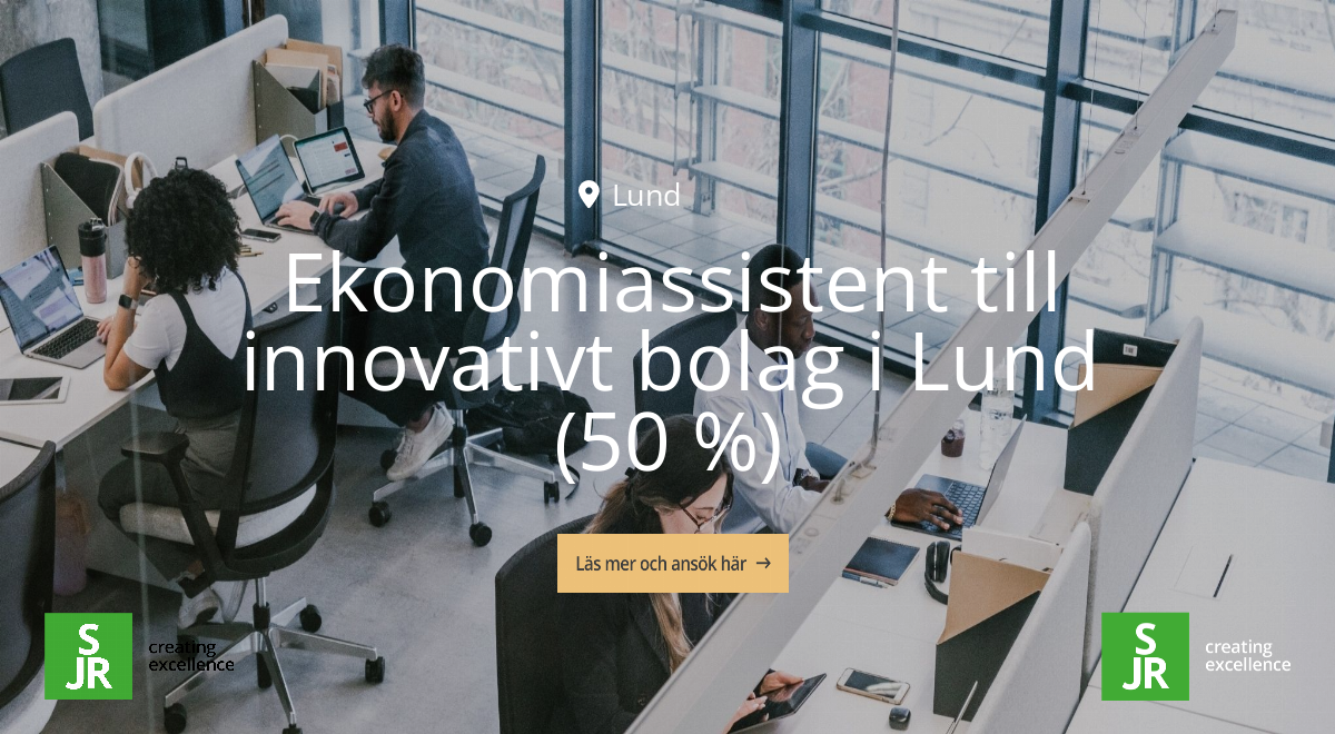 Ekonomiassistent till innovativt bolag i Lund (50 %) - SJR